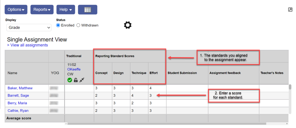 Enter and view standards scores – elementary teachers